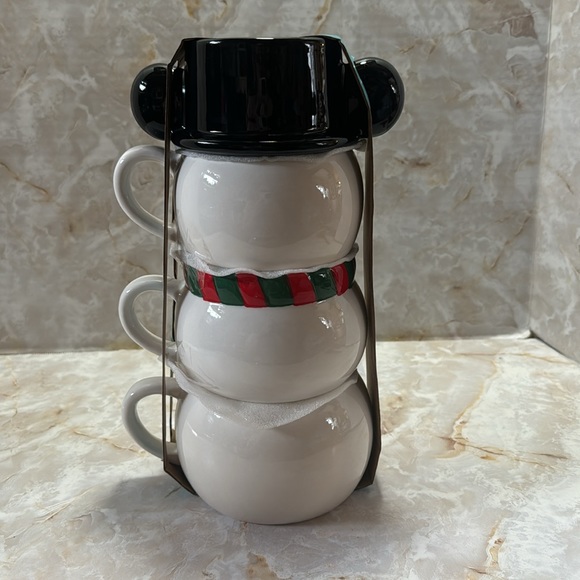 Disney | Kitchen | Disney Stacked Mickey Mouse Snowman Mugs | Poshmark